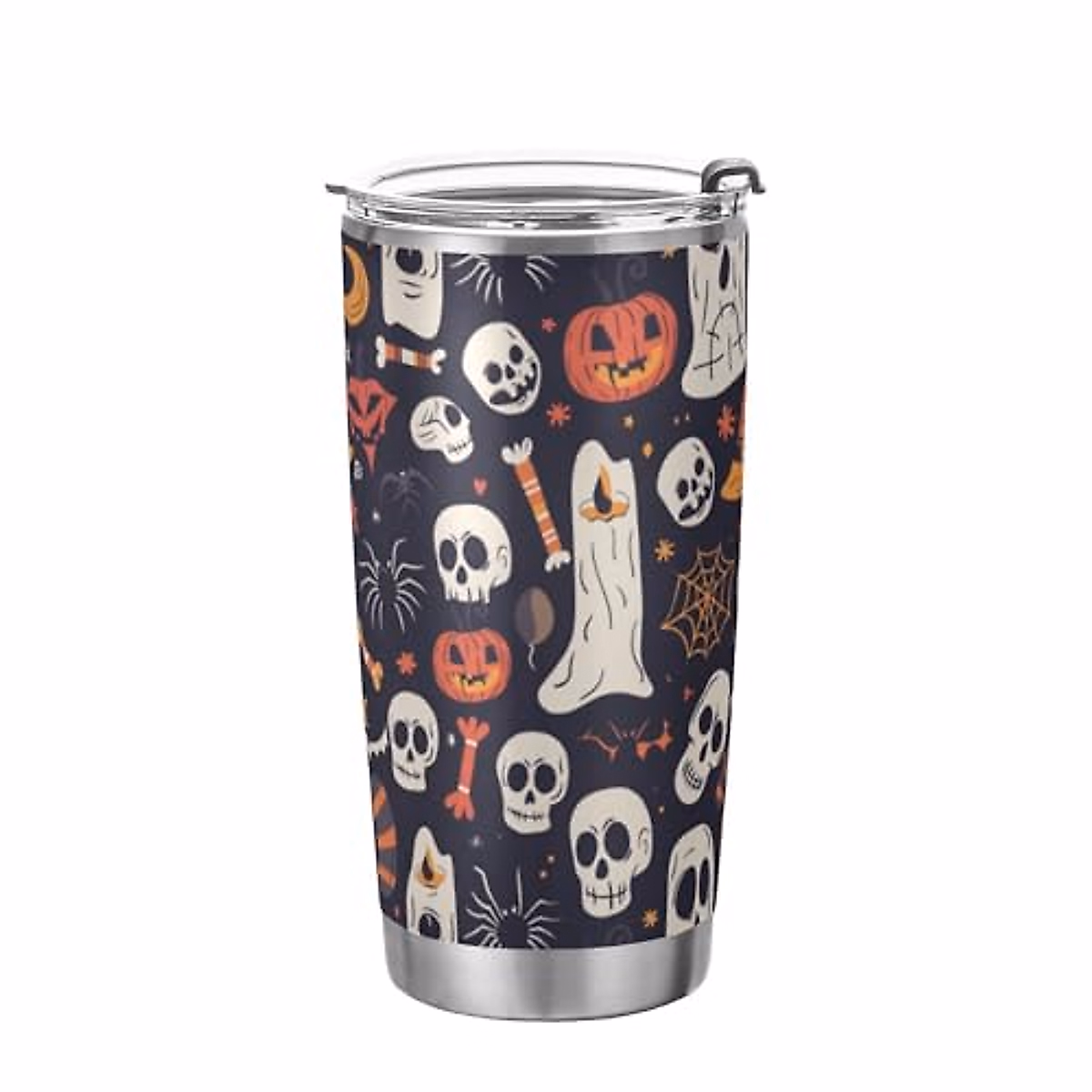 Amooorous Cartoon Cute Yellow Halloween Pumpkin Stainless Steel coffee cups with lids with Straw Lid coffee travel mug 20oz for Home, Office or Car simply Vacuum Insulated Tumbler termo para bebidas