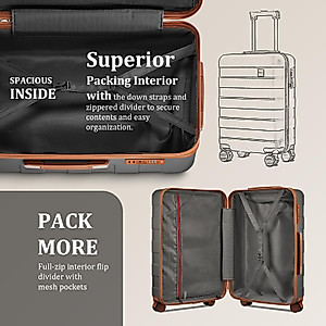 imiomo Carry on Luggage, 20 IN Carry-on Suitcase with Spinner Wheels, Hardside 3PCS Set Lightweight Rolling Travel Luggage with TSA Lock(20"/Grey)