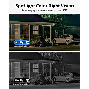 TKENPRO 2K Security Cameras Wireless Outdoor With Ultra HD Spotlight Color Night Vision, Solar Security Camera Outdoor With PIR Detection, Pan Tilt, 4X Digital Zoom, 2.4GHZ Wi-Fi, IP65 Waterproof