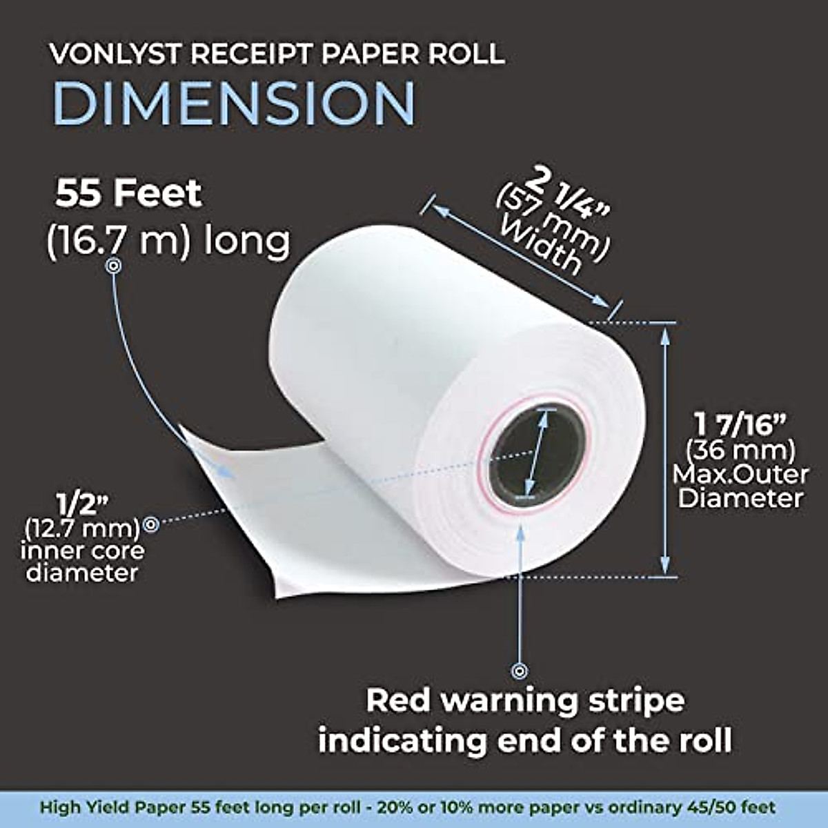 Vonlyst Credit Card Machine Paper Roll for Dejavoo Z8 Z9 Z11 (10 rolls)