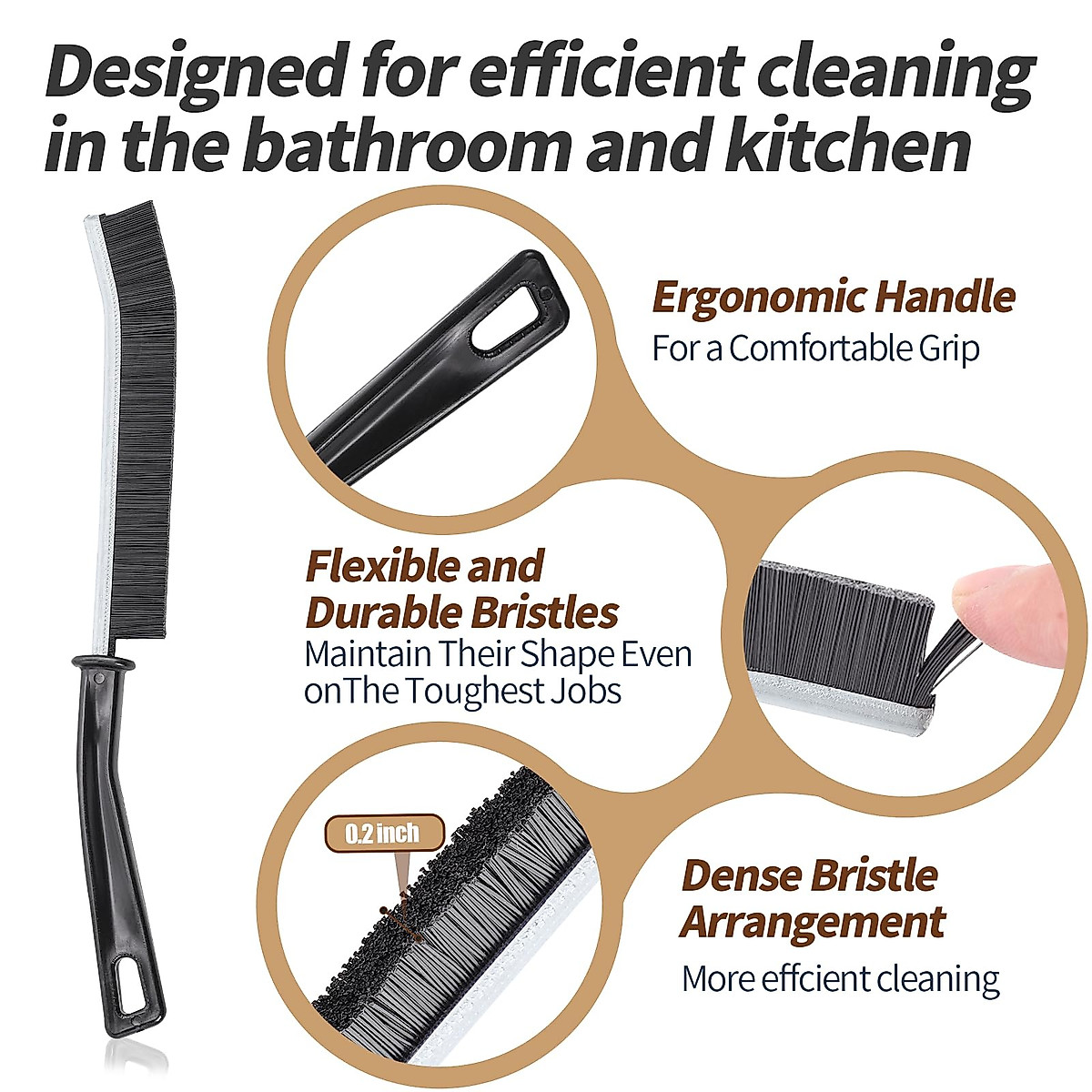 7 Pcs Hard Bristle Crevice Cleaning Brush, Multifunctional Grout Cleaner Brush, Thin Gap Cleaning Brush Set, Small Cleaning Tools for Household Use, Kitchen, Bathroom, Toilet, Window Track,Tight Space