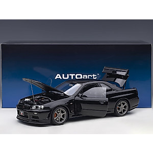 Skyline GT-R (R34) V-Spec II RHD (Right Hand Drive) Black Pearl 1/18 Model Car by Autoart 77407