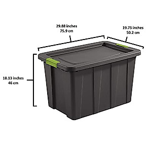 Sterilite 15273V04 Tuff1 Latching 30 Gallon Plastic Stackable Temperature & Impact Resistant Storage Tote Container Bin with Lid, Gray (12 Pack)