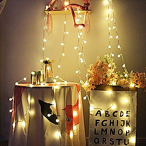 Battery Operated LED Globe String Lights, 2-Pack Total 52FT 120LEDs - Each 26FT 60LEDs 8 Mode Waterproof Christmas Fairy String Lights with Remote for Home Bedroom Garden Wedding Party Decoration