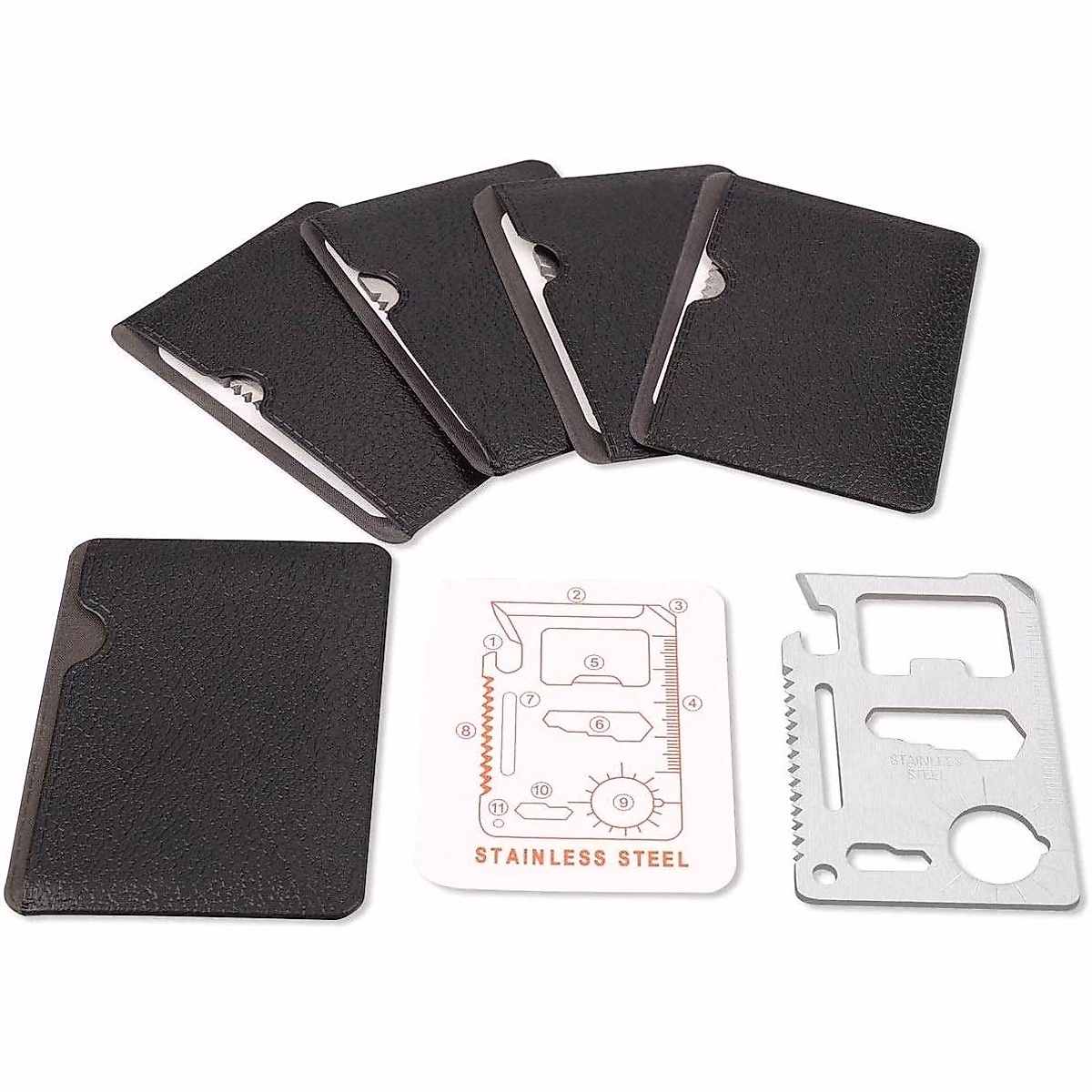 11 in 1 Tools For Men Beer Opener Survival Tool Credit Card Size Fits For Wallet Pocket (5Pack)