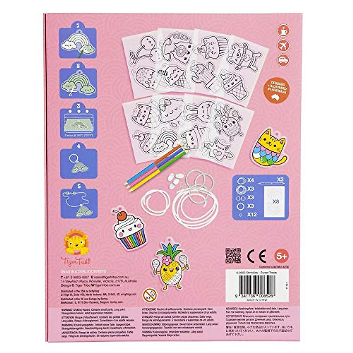 Big Game Toys~Sweet Treats Shrinkies Shrinky Art Shrink Film Kit Girl Dinks Jewelry Keychain