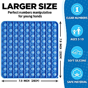 Pop it Numbers 100 Sensory Math Manipulative (Blue) Large Educational Consecutive Number pop it. Autism/ADHD Friendly Classroom Supply is Perfect for Home or Any Elementary Classroom