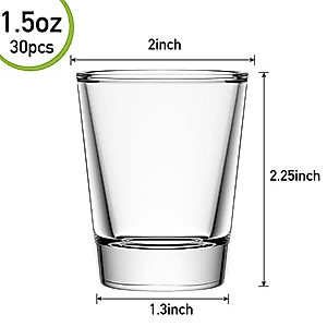 Aoeoe 30 Pack Heavy Base Shot Glass Set, 1.5 oz Whiskey Shot Glasses, Clear Shot Glasses Bulk, Small Shot Glasses, Round Espresso Shot Glass, Glass Cups for Vodka, Whiskey, Tequila, Espresso, Liquor