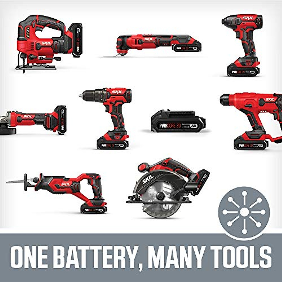 SKIL 20V 2-Tool Combo Kit: 20V Cordless Drill Driver and Impact Driver Kit Includes 2.0Ah PWR CORE 20 Lithium Battery and Charger - CB739001