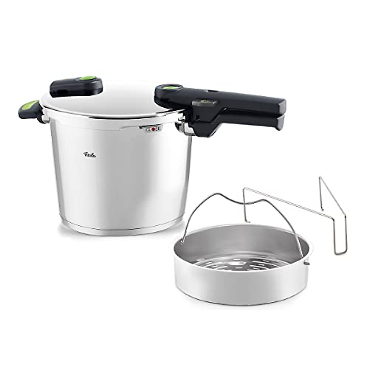 Fissler Vitaquick Green Pressure Cooker - 6.3 Qt - Made in Germany - For All Cooktops - For Gas & Induction Stovetop - Safe & Intuitive Design - Pressure Cooker Pot Steel