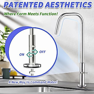 YAFIYGI Drinking Water Faucet for Kitchen Sink, Filtered Reverse Osmosis RO Faucet, 304 Stainless Steel Purified Water Dispenser Faucet