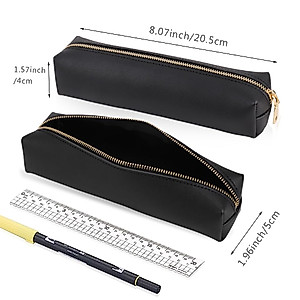 Oyachic Pencil Case PU Leather Cosmetic Makeup Bag Work Small Pen Pouch Zipper Storage Box Adults Desk Organizer Pens,Pencils,Markers