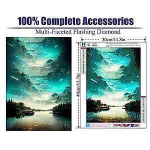Star Lake Diamond Painting Kits for Adults - Star Lake 5D Diamond Art Kits for Adults Beginner and Kids,Diamond Dots Painting DIY Round Full Drill Gem Pictures Kit,for Home Wall Decor 12x16 Inch