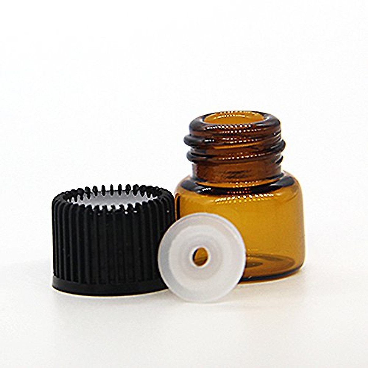 YIZHAO 1ML(1/4 dram) Amber Essential Oils Sample Bottles,Mini glass sample vial with lids, Orifice Reducers, and 2 Transfer Eye droppers-24 Pcs