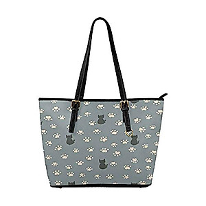 InterestPrint Women Totes Top Handle HandBags PU Leather Purse Cats and Paw Print