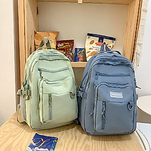 PRAGARI Kids Backpack for School Cute Aesthetic Blue Backpack Girls Student Bookbag Women Travel Lightweight Book Bag