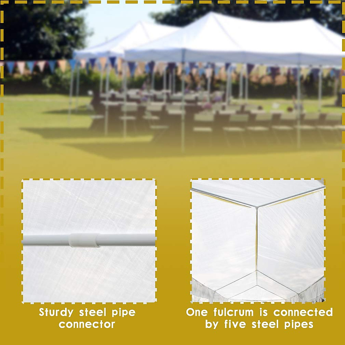 Gazebo Tent 10'x30' Canopy Tent Outdoor Gazebo Canopy Wedding Party Tent with 8 Removable Side Walls, White (10x30ft 8 Removable Sidewalls)
