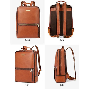 BOSTANTEN Genuine Leather Laptop Backpack 15.6 inch Computer Bag Vintage Business Work Backpack Travel Daypack for Men Women