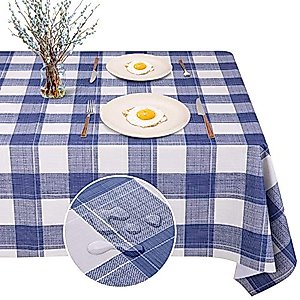 VARWANEO Checkered PVC Tablecloth Rectangle Waterproof Vinyl Table Cloth Oil Proof Spill Proof Washable Wipeable Gingham Table Cloth Great for Dinner Party and Picnic