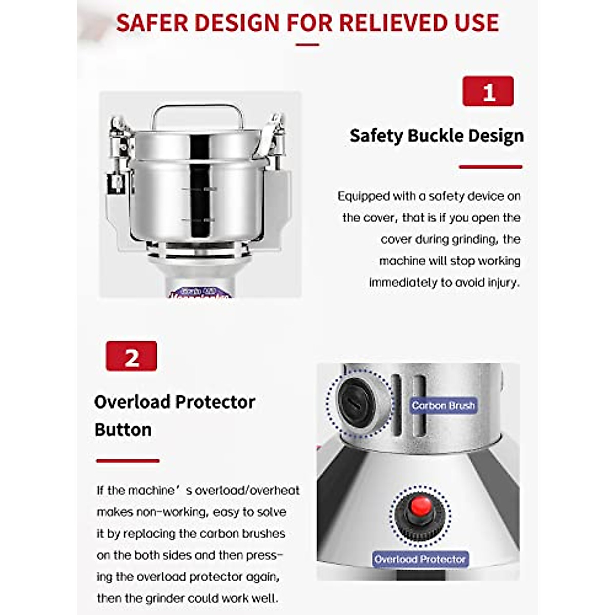 Moongiantgo Grain Mill Grinder Electric 300g Commercial Spice Grinder 1500W Stainless Steel Pulverizer Dry Grinder Grinding Machine (300g Upright, 110V)