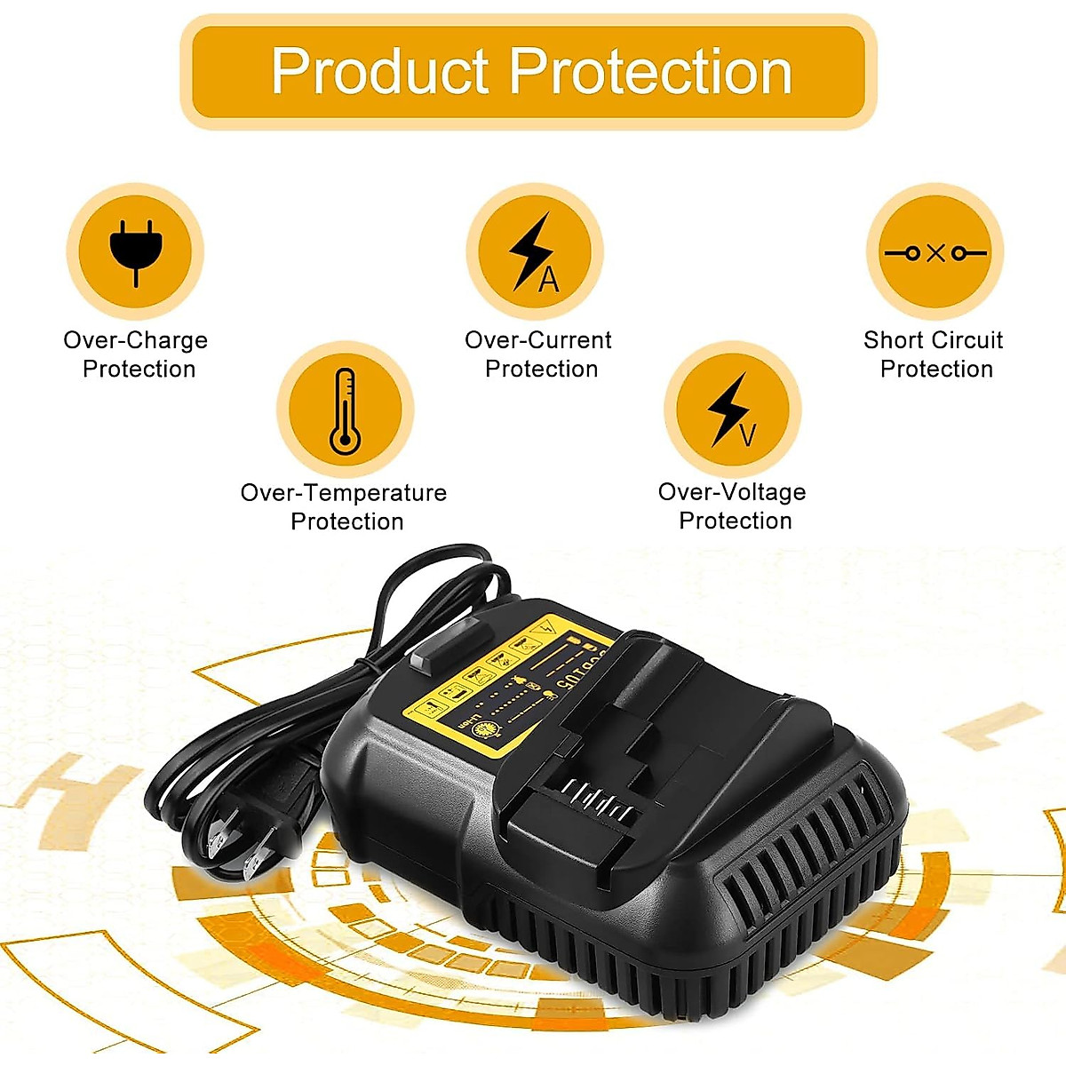 Zuliati 2PC DCB206 6.0Ah Battery Replacement for Dewalt 20V Battery DCB203 DCB206-2 DCB201 DCB204 Compatible with Dewalt 20 Volt Battery DCD985B DCD771C2 DCS355D1 Power Tools(Yellow)