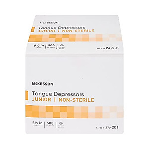 McKesson Tongue Depressor, Non-Sterile, Wooden, Junior, 5 1/2 in, 5000 Count