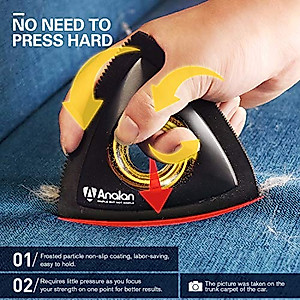 Analan Mini Pet Hair Remover for Car Detailing Supplies, Carpet Dog Hair Remover for Car Interior, Triangle Dog Hair Remover for Auto Detailing, Couch, Furniture, Lint, Carpet (Sun Orange)