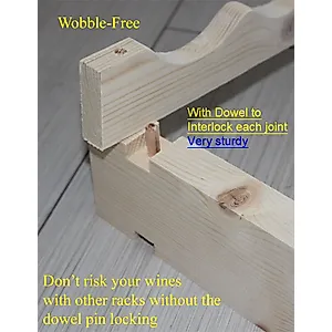 Stackable Modular Wine Rack Freestanding Storage Stand Display Shelves, Thick Wood Natural 12 X 12 Rows 144 Slots