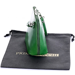 PRIMO SACCHI Ladies Italian Leather Green Small Micro Cross Body Shoulder Bag Handbag Purse