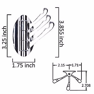 Kare & Kind 1x Stainless Steel Swivel Hook - Foldable, Solid Wall Mount Coat Jacket Holder - Three Swing Arms - for Hanging Wet and Dry Clothes, Towels - Install in Kitchen, Bedroom, Bathroom, Garage