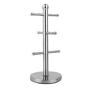 Zerodis Cup Storage Tree, Stainless Steel Cup Holder Stand with Thickened 3 Branches Metal Coffee Cup Storage Rack for Kitchen Countertop 5.9x5.9x14inch