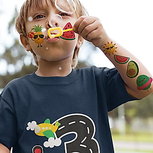 Hohamn Glitter Fruit Temporary Tattoos for Kids - 100+ Cartoon Fruit Summer Tattoos for Girls Boys Birthday Party Supplies Favors