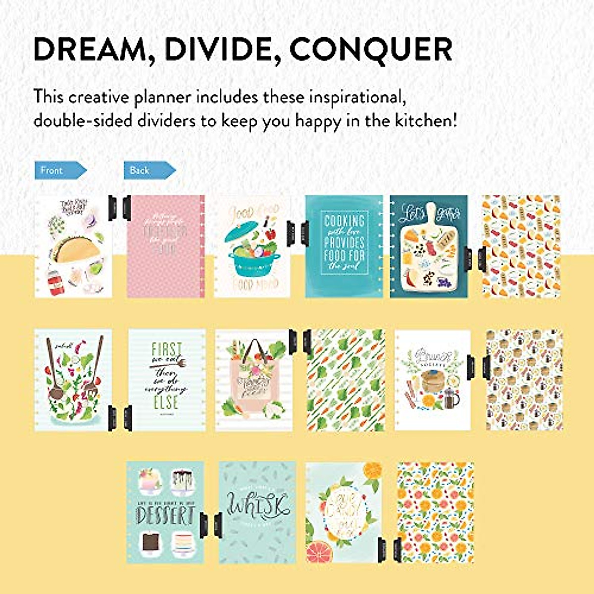 me & my BIG ideas The Happy Planner - Foodie (Recipe Organizer) Theme - 8 Month Undated - Recipe Layout - Holds 160 Recipes, 10 Grocery Lists, 8 Dividers and Quick Cooking Guide - Classic Size