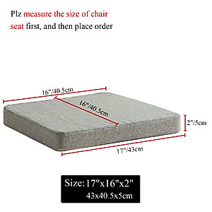 Chair Cushion for Dining Chairs with Ties Non Slip Memory Foam Kitchen Room Chair Pads for Outdoor Patio Furniture 4 Pack, Khaki