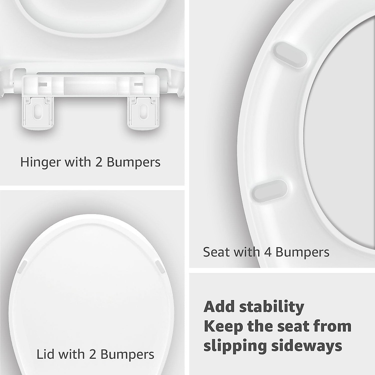 "Premium Soft-Close ELONGATED Toilet Seat with Quick-Release Hinge, Heavy Duty and Secure Fit, Easy Installation and Cleaning, 18.5", White Oval Design."