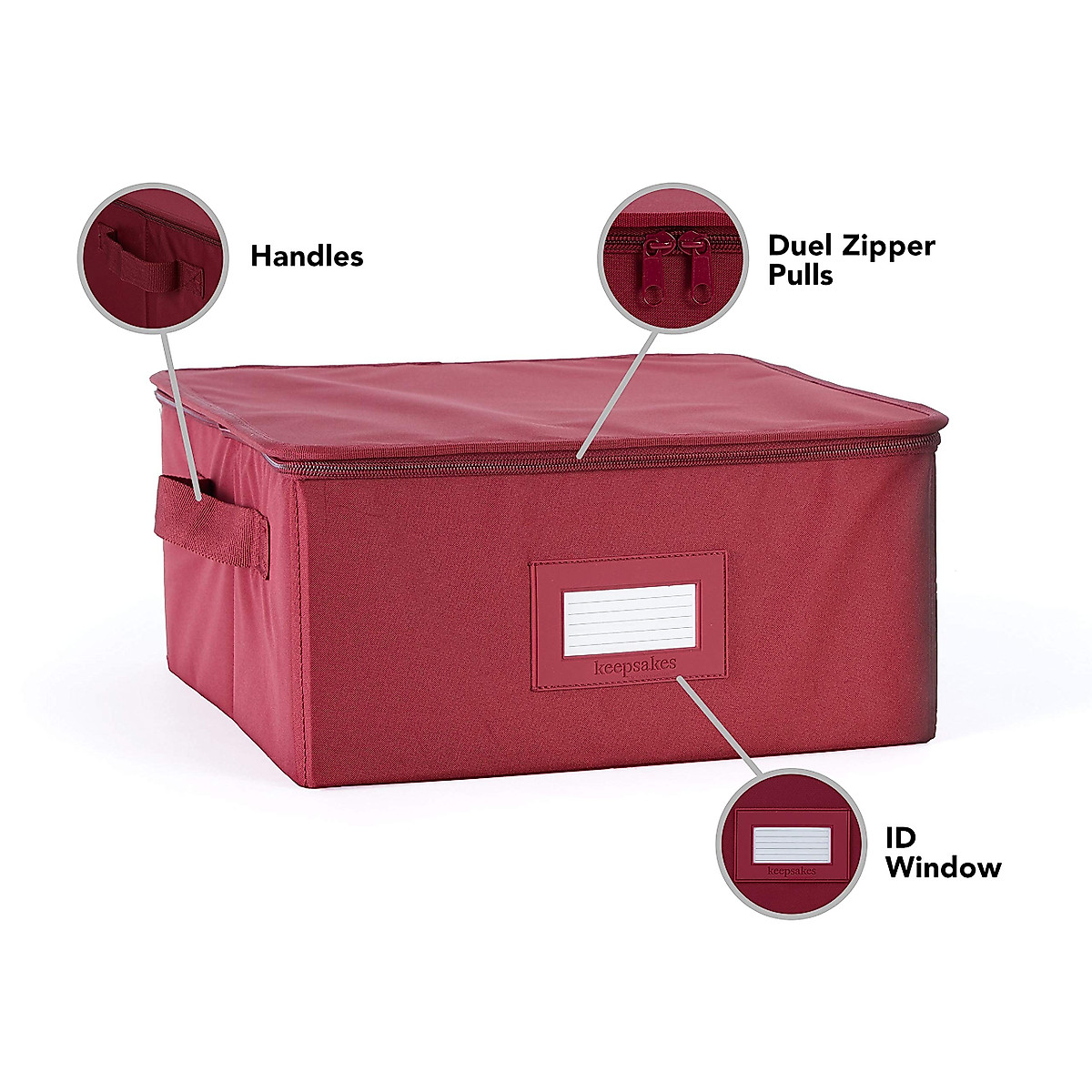 Covermates Keepsakes - Zip-Top Storage Box - Heavy Duty Polyester- Reinforced Handles - Stackable Design - Indoor Storage-Scarlett Red