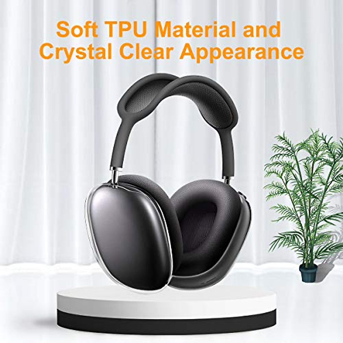 Valkit Compatible with Airpods Max Case Cover, Clear Soft TPU Protective Headphones Cover Headset Shockproof Full Case for Airpods Max -Transparent