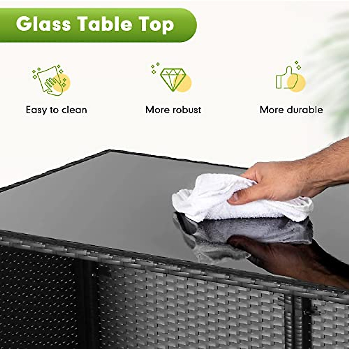 Cemeon Outdoor Bar 3-Piece Patio Bar Set with Two Stools and Glass Top Bar Table Brown Wicker Patio Furniture with Removable Cushions