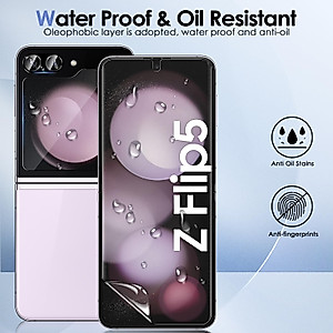 WYQLTD [2 Sets 6 Pack] for Samsung Galaxy Z Flip 5 Screen Protector, Internal Flexible TPU Screen Protector + Outer Tempered Glass Screen Protector + Tempered Glass Camera Lens Protector