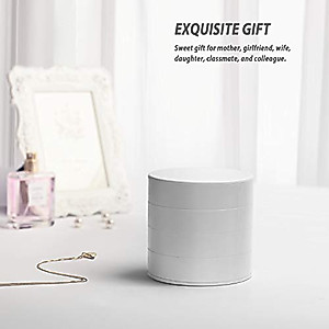 HengLiSam Jewelry Organizer, Small Jewelry Box Earring Holder for Women, Jewelry Storage Box 4-Layer Rotatable Jewelry Accessory Storage Tray with Lid for Rings Bracelets