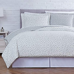 Geometric Maze Collection - Premium Quality, Soft, Wrinkle, Fade, & Stain Resistant, Easy Care, Oversized Duvet Cover Set, King / California King, Grey
