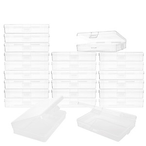 GBACHOOSE 24PCS Rectangular Small Plastic Boxes with Hinged Lids, Plastic Boxes for Storage Small Plastic Boxes with Lids for Beads, Pins, Small Items, Jewelry(4.9×3.3×0.9 Inch)