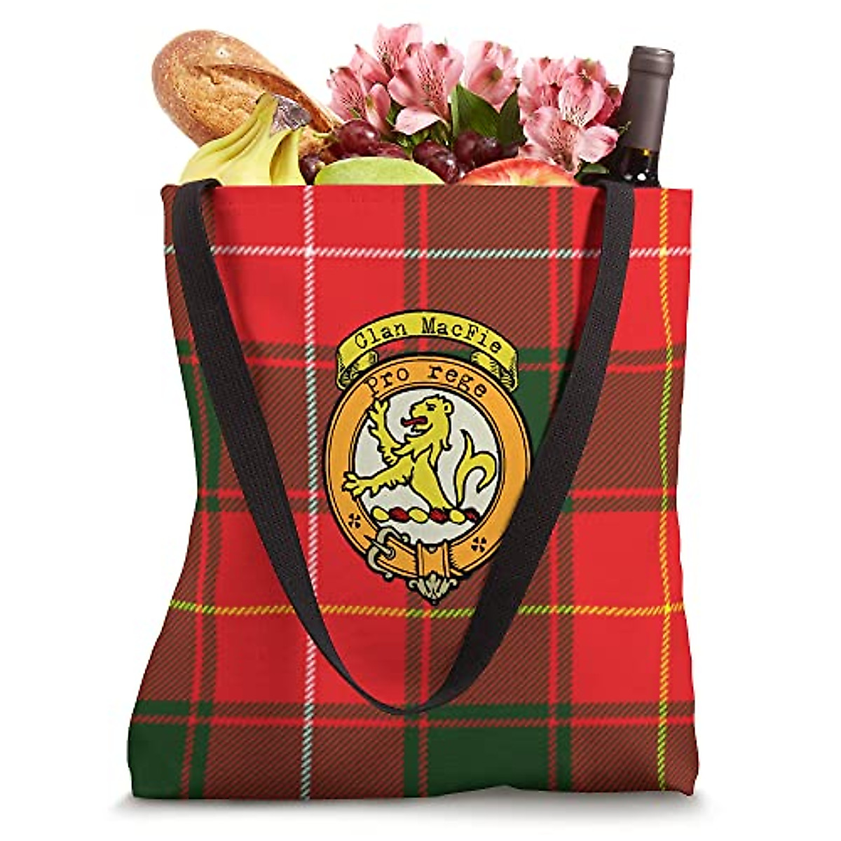MacFie Clan Scottish Crest and Tartan Tote Bag