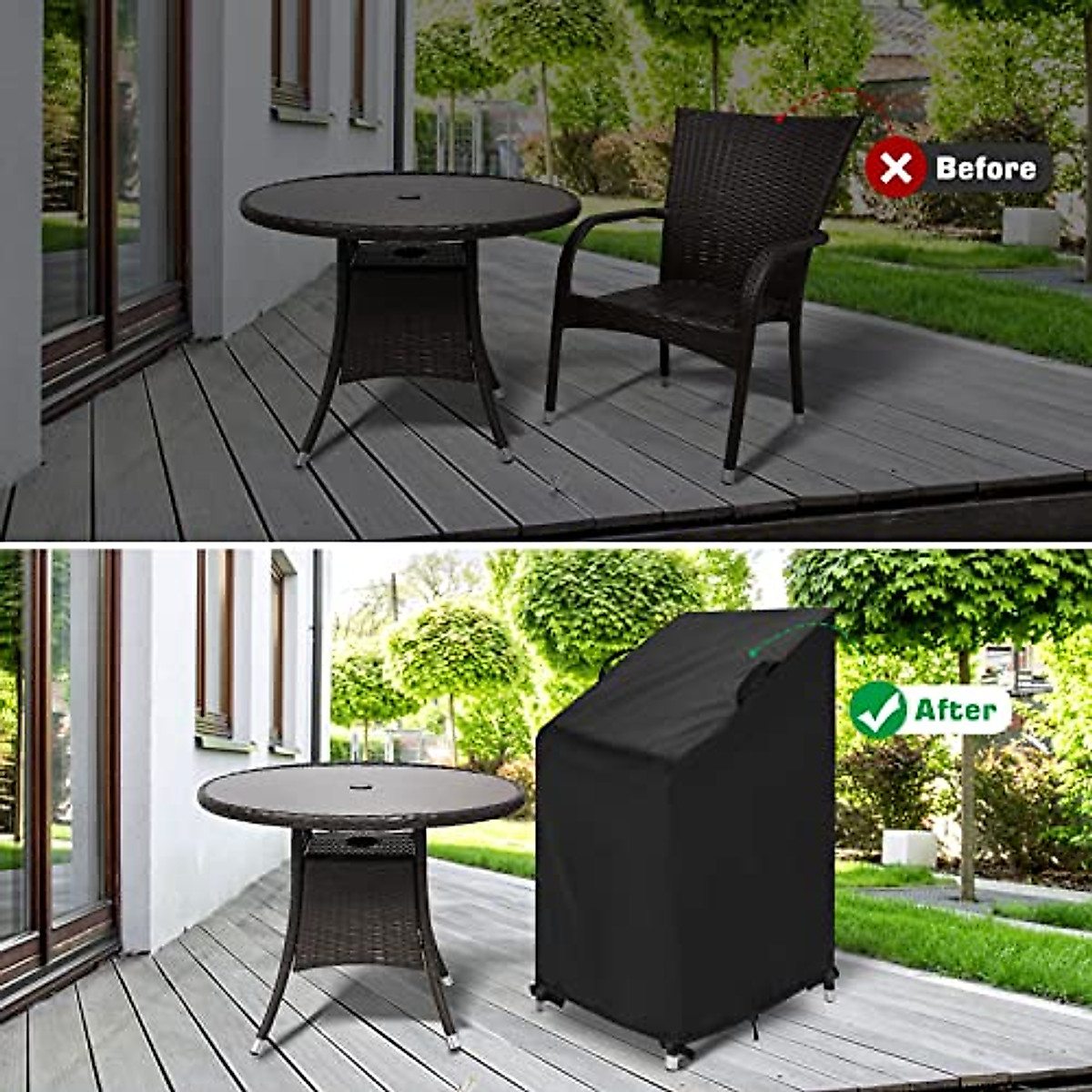 Vickay Stackable Patio Chair Cover Waterproof Outdoor Chair Cover Heavy Duty Lawn Patio Furniture Covers 25.6" L x 25.6" W x 47" H