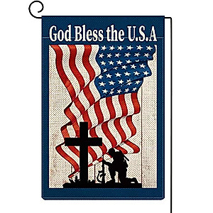Baccessor God Bless America Patriotic Garden Flag Double Sided, Memorial Day 4th of July Independence Day American Star and Strip Yard Flag Outdoor Outside Holiday Decoration 12 x 18 Inch