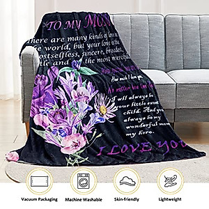 Gifts for Mom Mother's Day Blanket Gifts for Mom Throw Blankets Super Soft Warm Gifts from Daughter Son 01 Purple Flower M