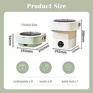 SEAHOME Portable Washing Machine, Foldable Mini Washing Machine 3 Modes Deep Cleaning Half Automatic Washt for Washing Underwear, Socks, Baby Clothes Mini Washer Perfect for Camping, Travelling