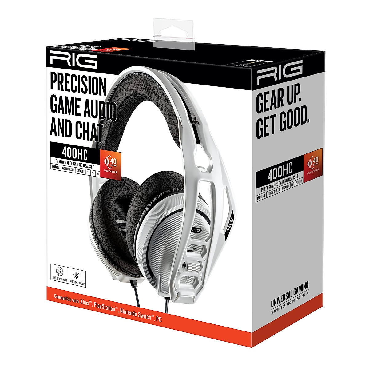 RIG 400HC Multiplatform Performance Gaming Headset with Removable Noise Canceling Microphone for Xbox Series X|S, Xbox One, PlayStation, PS4, PS5, Nintendo Switch, and PC - White
