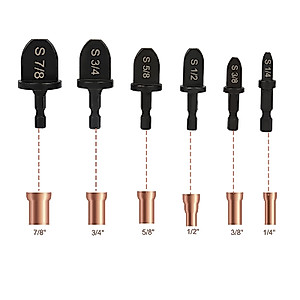 WMLBK 11pcs Swaging Tool Drill Bit Set, Air Conditioner Copper Tube Expander Tool, Copper Pipe Expander HVAC Tools Round Handle Tube Expander Sets with 1/4, 3/8, 1/2, 5/8, 3/4, 7/8 Bits