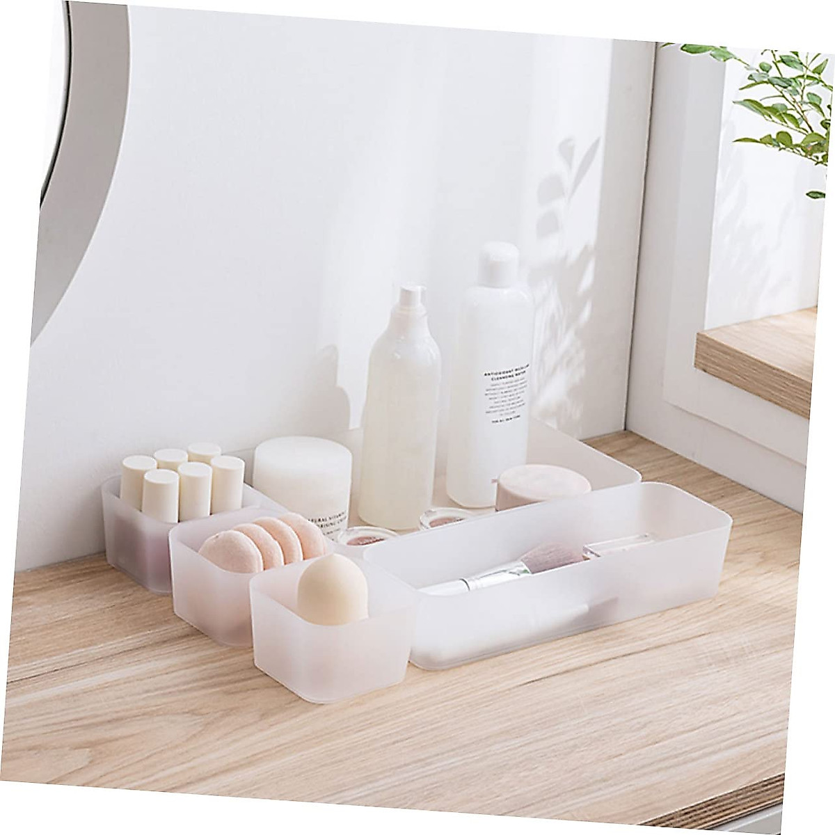 Veemoon 5pcs box Flatware Partition Dividers with Divider Vanity Office Cosmetics Classification Multi- Container Sorting Cutlery Makeup Silverware Clo Gadgets Stackable Sundries
